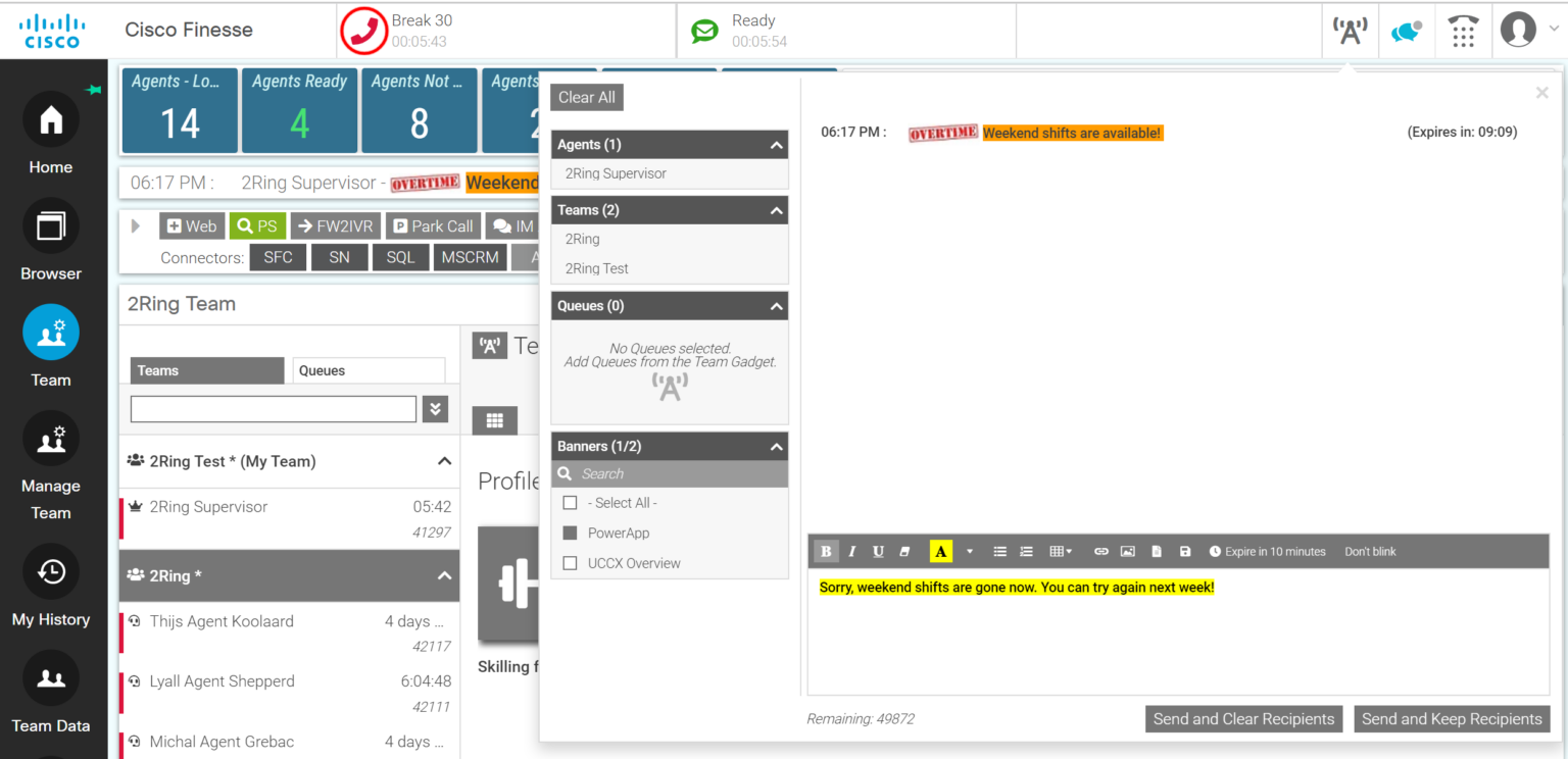 Gadgets for Cisco Finesse v4.3 - 2Ring